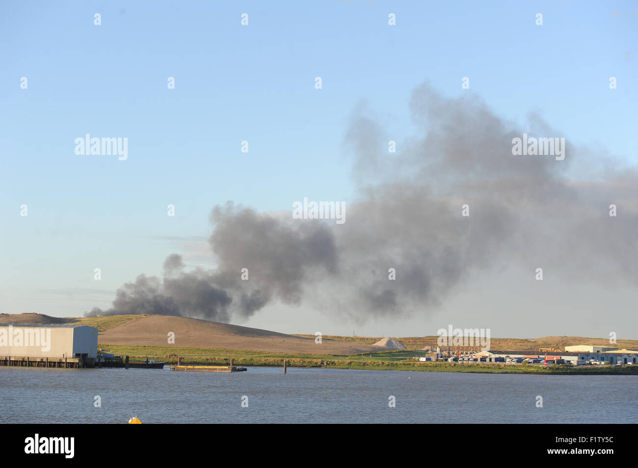 Fire seen in Rainham essex from Erith Kent smoke fillling the sky ...