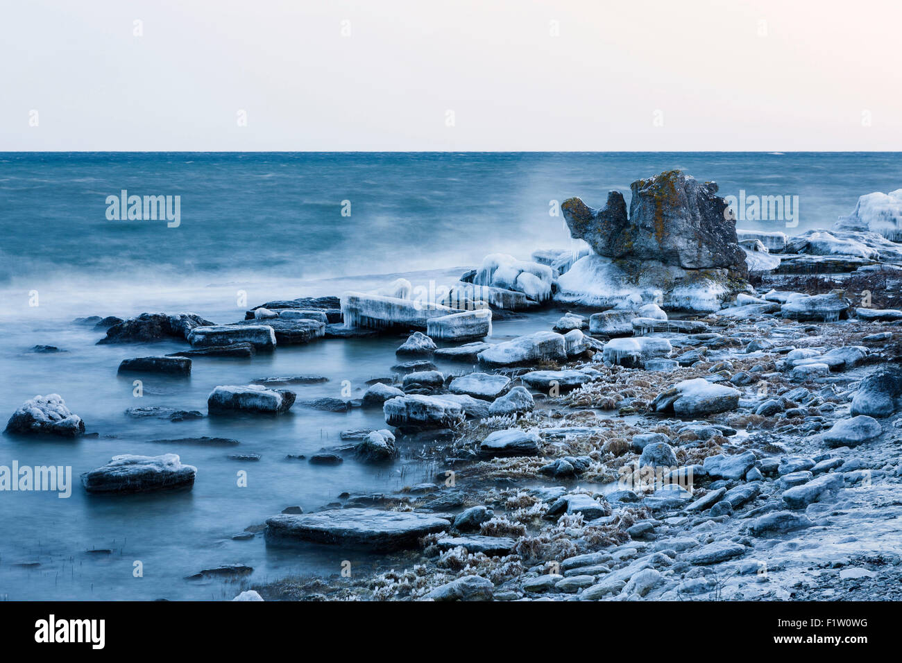 snow at the coast of gotland, sweden Stock Photo - Alamy