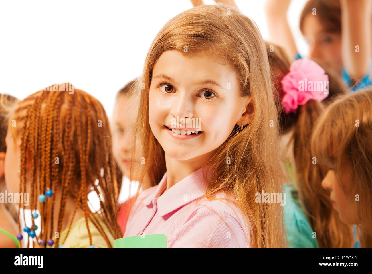 Nice portrait of beautiful girl in the crowd Stock Photo - Alamy