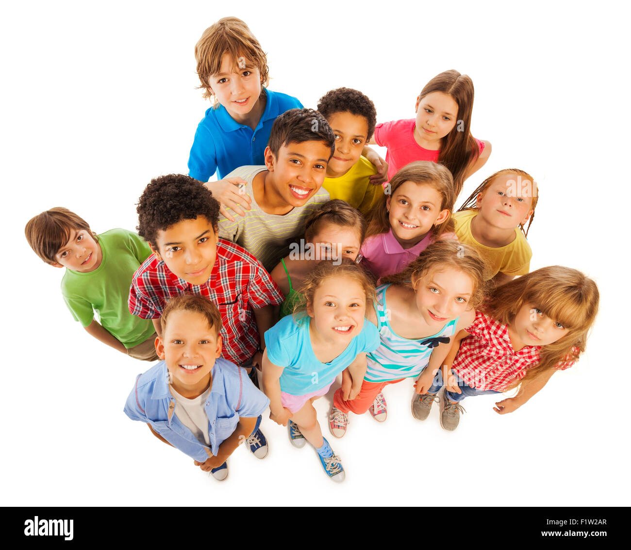 Many kids view from above smile and happy Stock Photo - Alamy