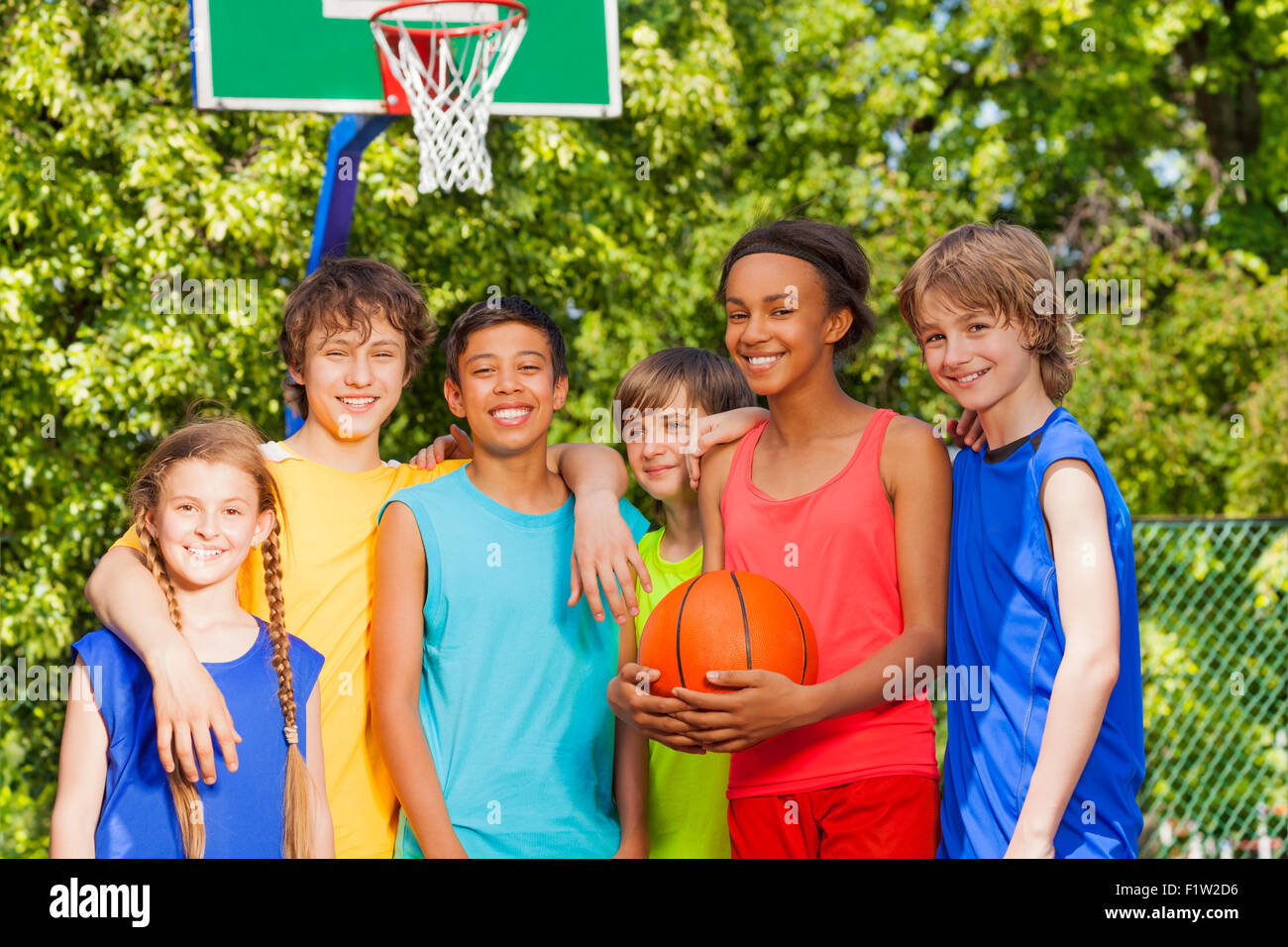 International friends stand after basketball game Stock Photo - Alamy