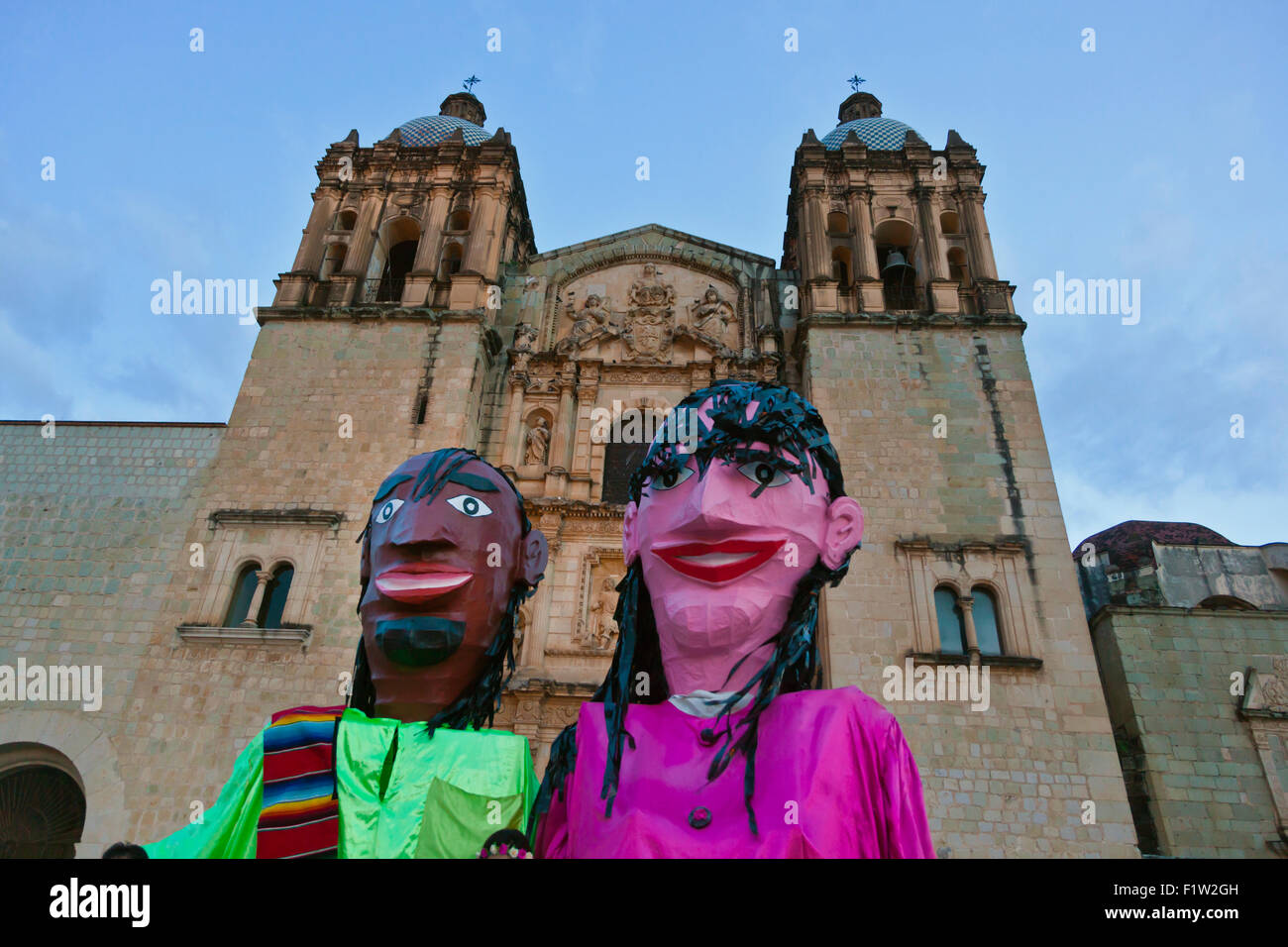 Large paper mache figures infront of the SANTA DOMINGO CHURCH built in ...