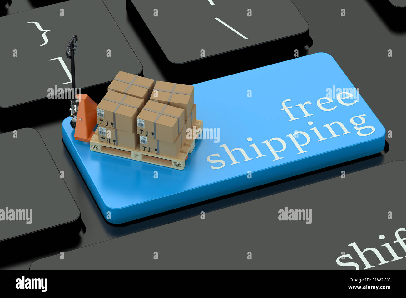 Free Shipping concept on blue keyboard button Stock Photo - Alamy