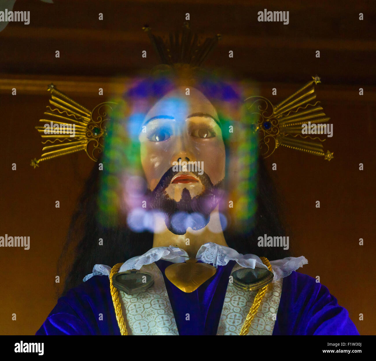 Magic light on a statue of Jesus Christ inside LA SOLEDAD CHURCH also ...