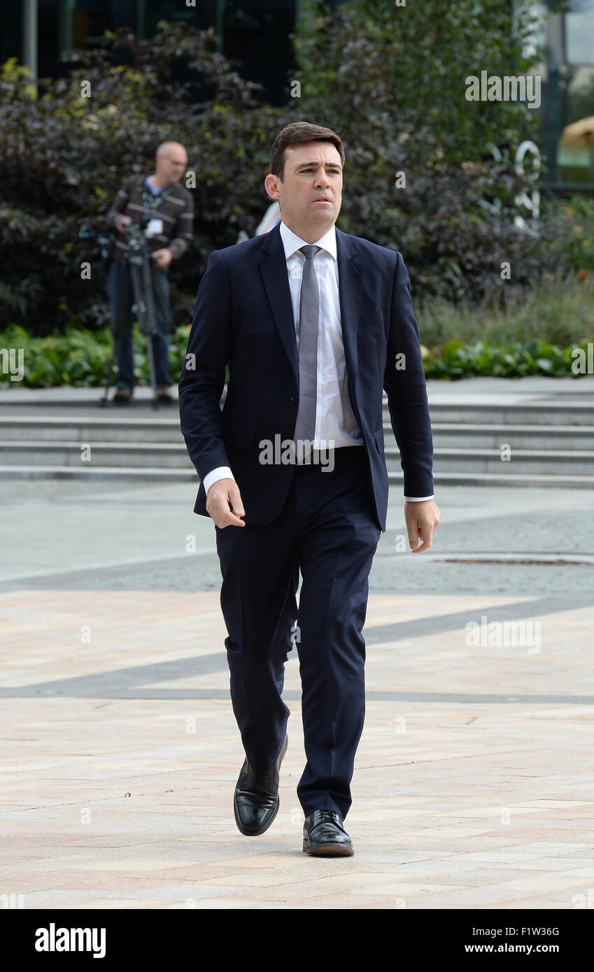 Andy Burnham Labour MP for Leigh out and about in Media City ...