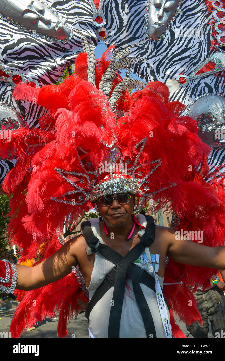 Brooklyn, United States. 07th Sep, 2015. A dancer proudly displays his ...