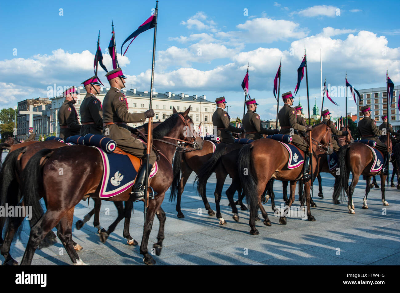 Warsaw, Poland. Public parade of Polish cavalry in the streets of the ...