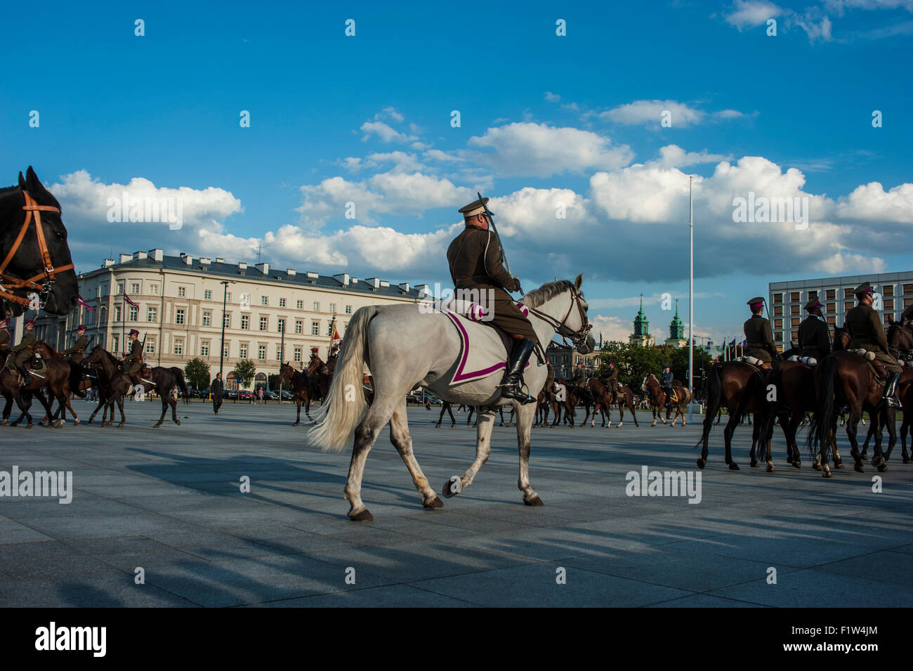 Warsaw, Poland. Public parade of Polish cavalry in the streets of the ...