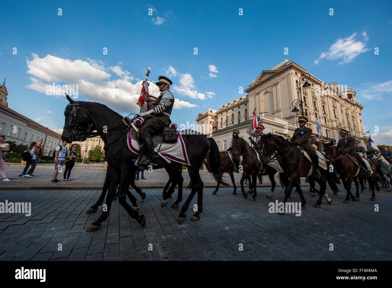Warsaw, Poland. Public parade of Polish cavalry in the streets of the ...