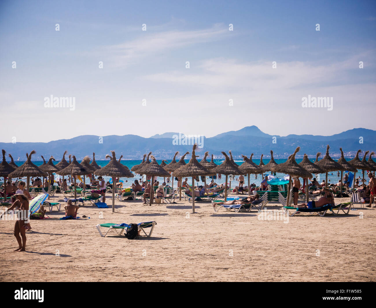 Tourists on El Arenal beach, Mallorca, Balearic Islands, Spain Stock ...