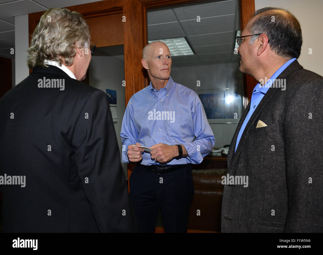 Florida Governor Rick Scott attends a news conference at Aerospace ...