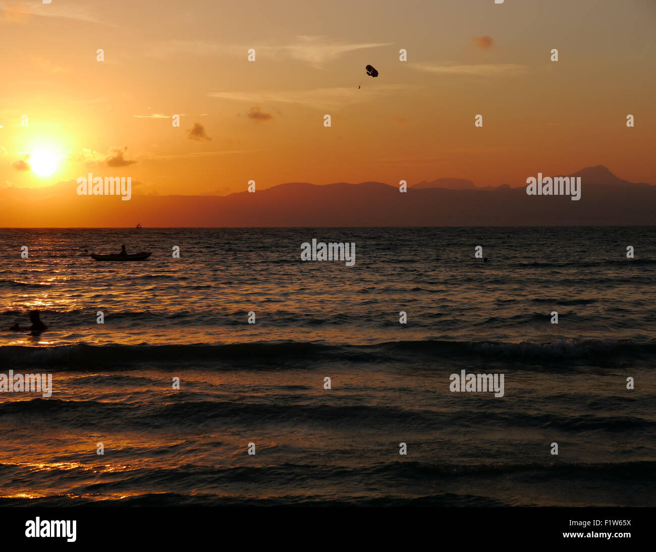 Sunset over the bay of Palma, Mallorca, Balearic islands, spain. Taken ...