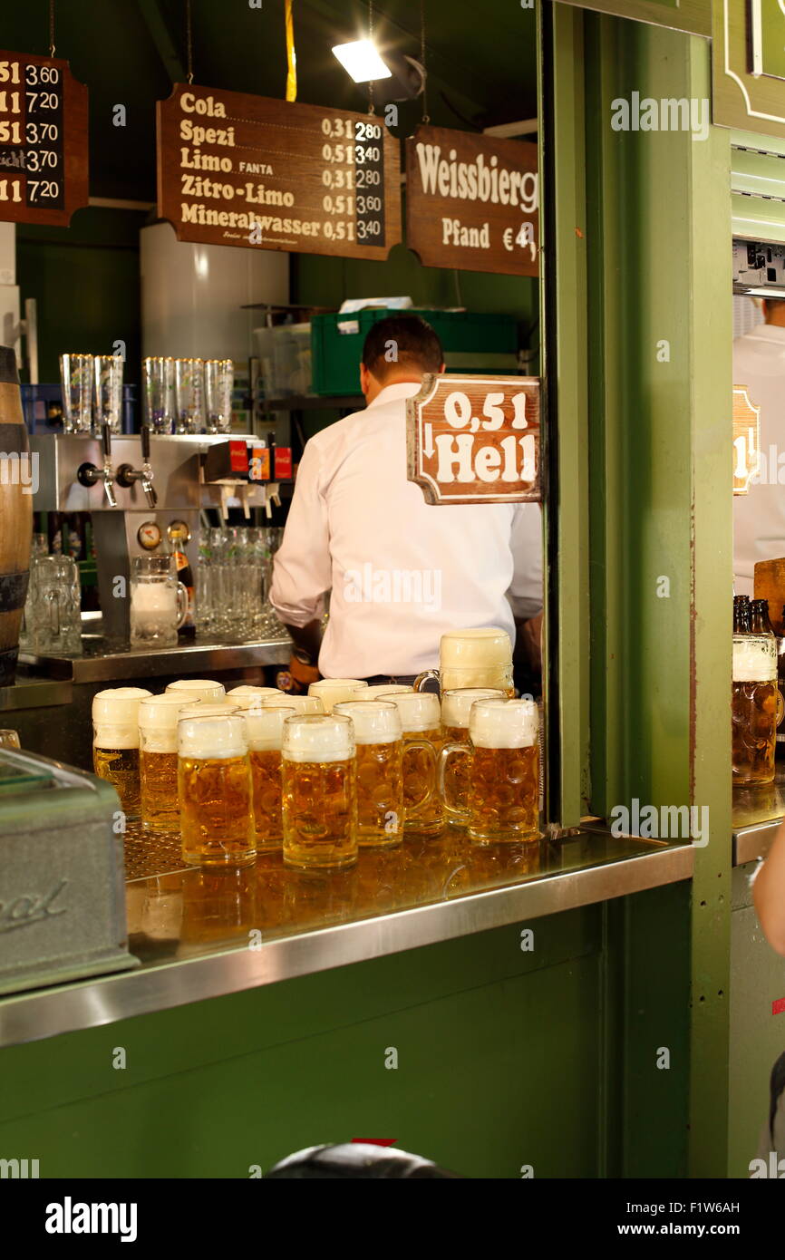 A typical beer-selling kiosk in a "Biergarten" in Munich's ...