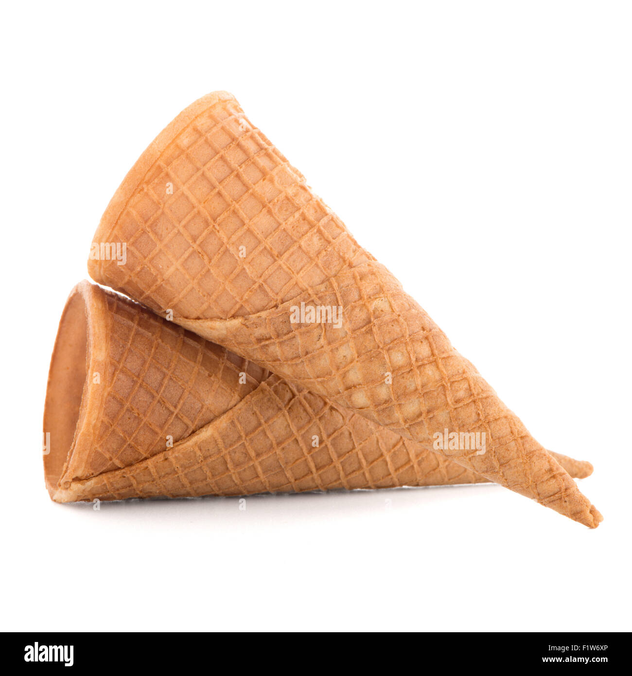 Wafer cones on white background Stock Photo - Alamy