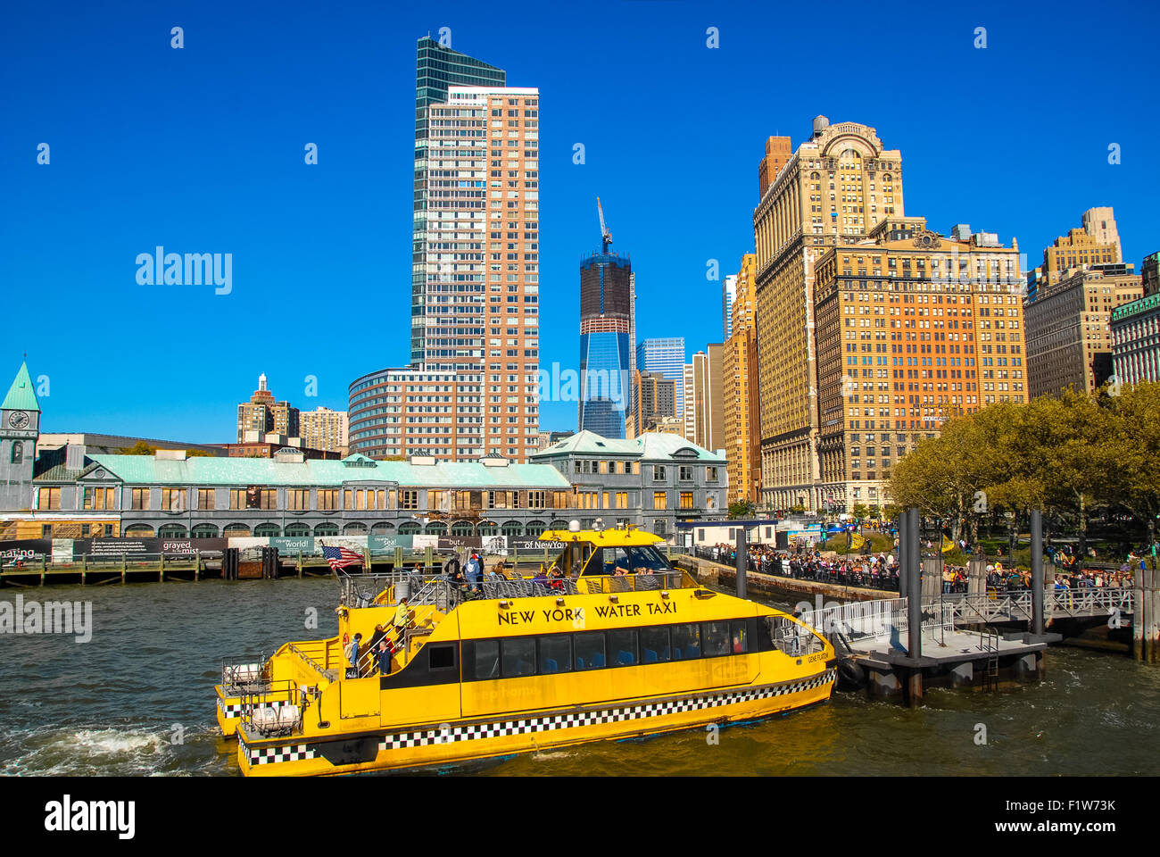 ferry at the hudson at battery park in new york manhattan usa Stock ...