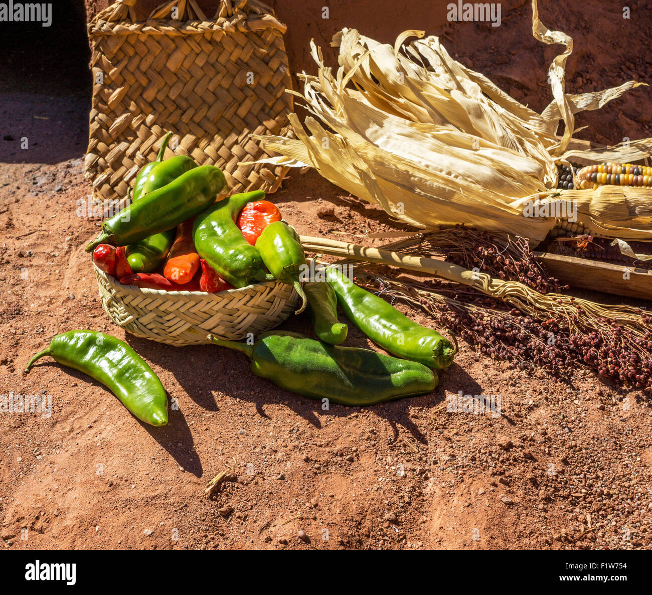 Green and red chili with winter corn Stock Photo - Alamy