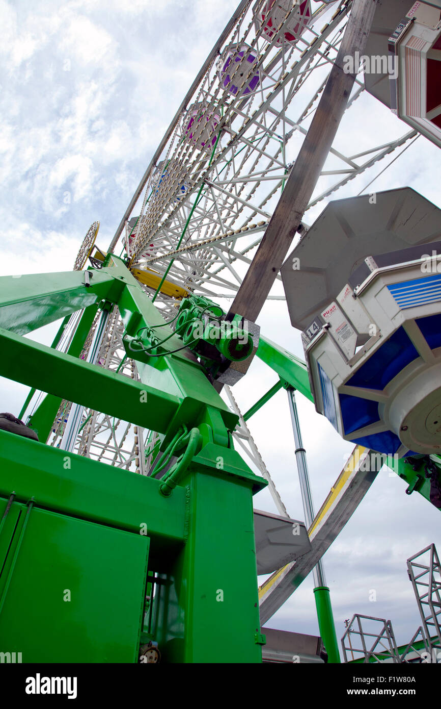 Closeup of the mechanical works of a Ferris Wheel at the Fair, 2015 ...