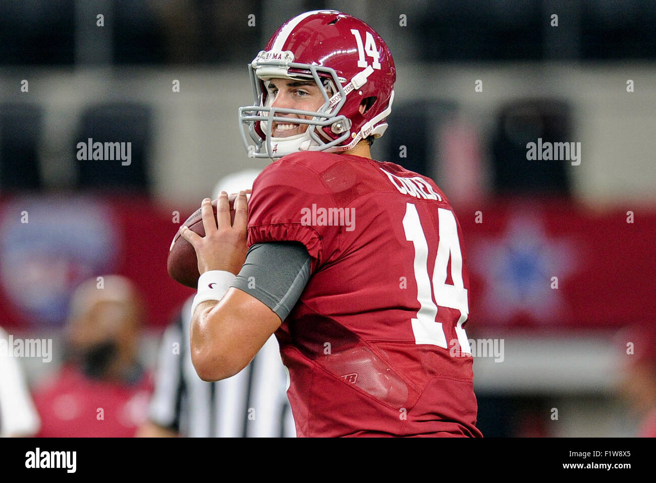 Alabama quarterback Jake Coker (14) prepares to throw a pass during ...