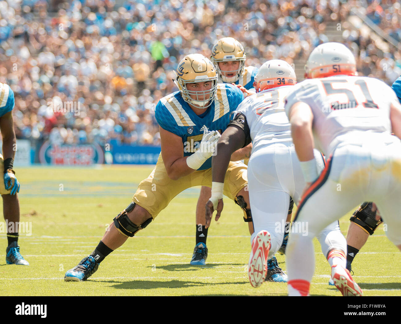Pasadena, CA. 5th Sep, 2015. UCLA Bruins offensive lineman (51) Alex ...