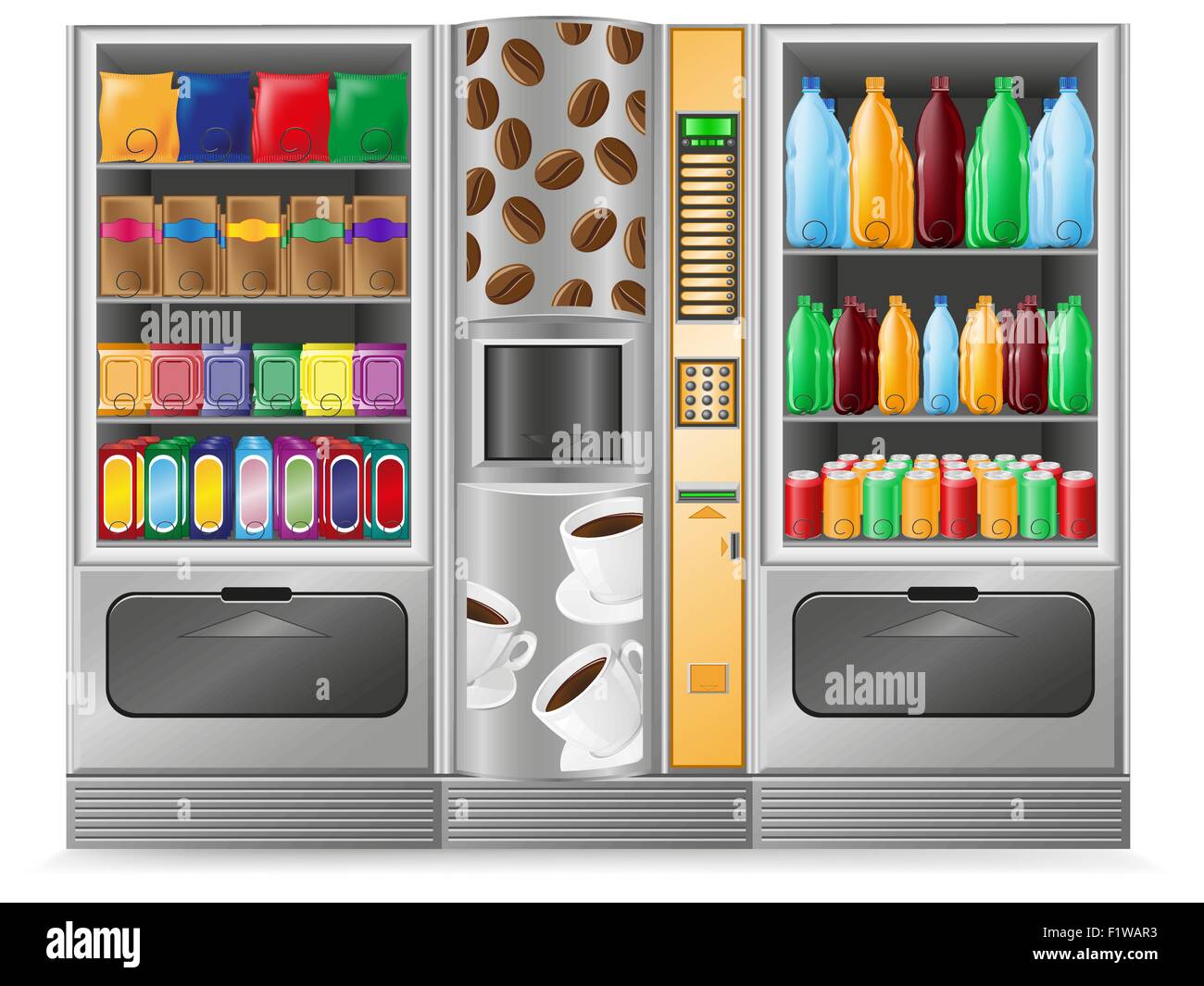 vending coffee snack and water is a machine vector illustration Stock ...