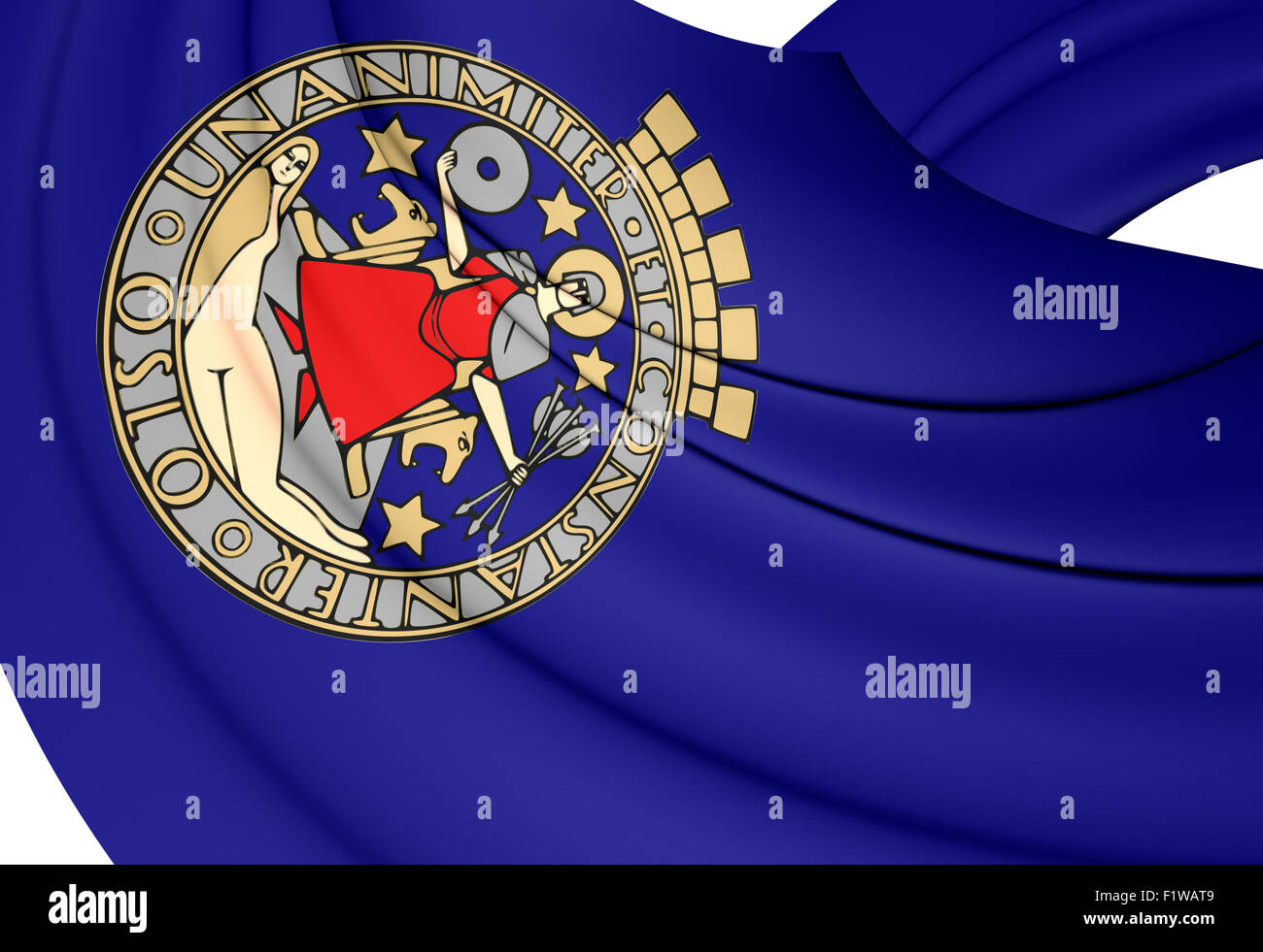 3D Flag of the Oslo, Norway. Close Up Stock Photo - Alamy