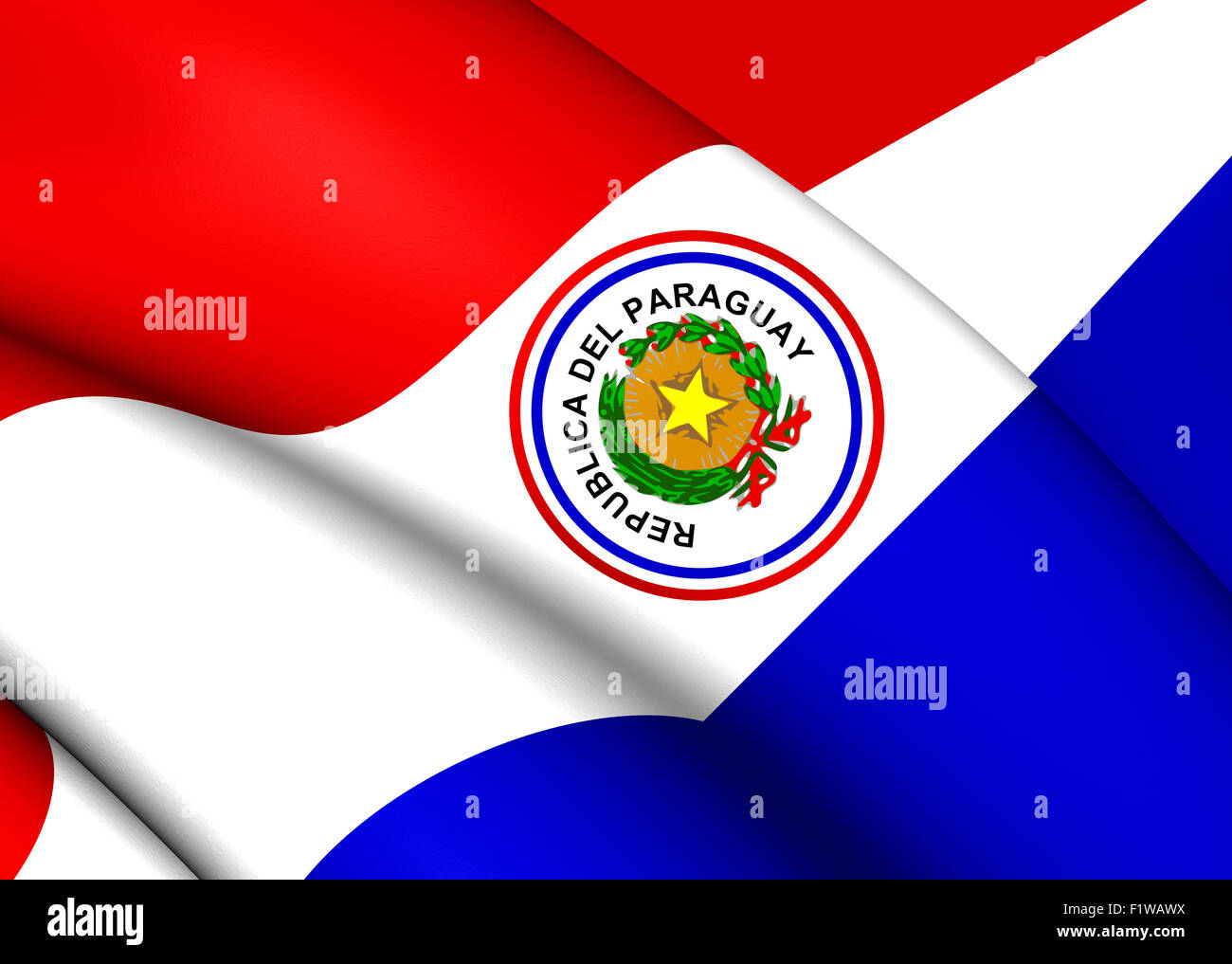 3D Flag of the Paraguay (1842-1990). Close Up Stock Photo - Alamy