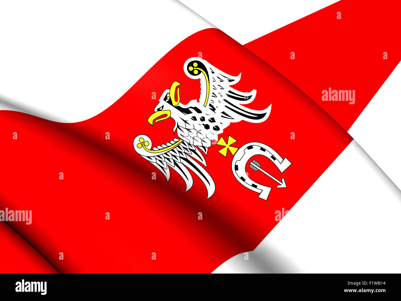 Flag of Brzeziny County, Poland. Close Up Stock Photo - Alamy