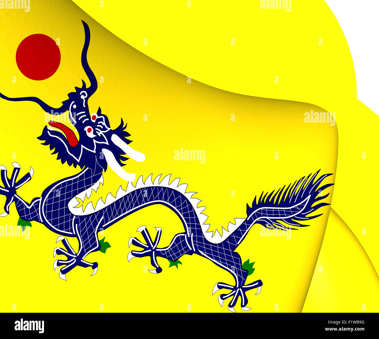 3D Flag of Qing Dynasty. Close Up Stock Photo - Alamy