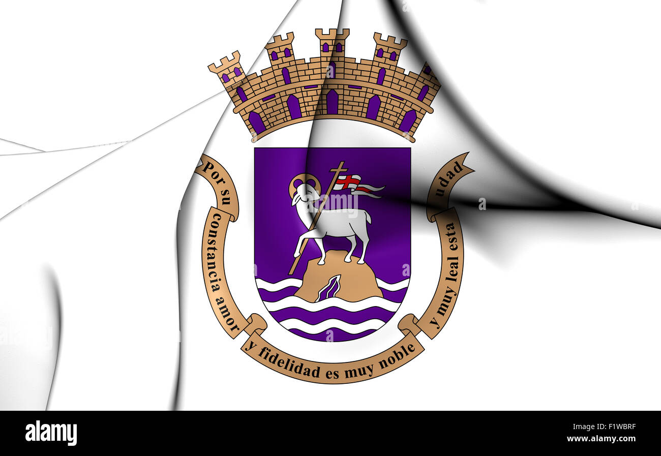 3D Flag of the San Juan, Puerto Rico. Close Up Stock Photo - Alamy