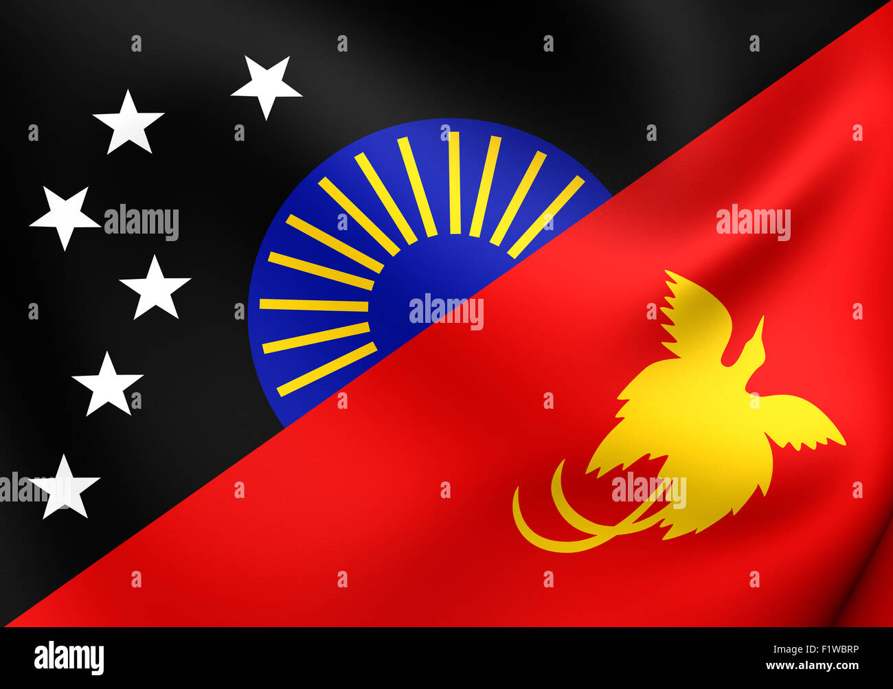 3D Flag of the Sandaun Province, Papua New Guinea. Close Up Stock Photo ...