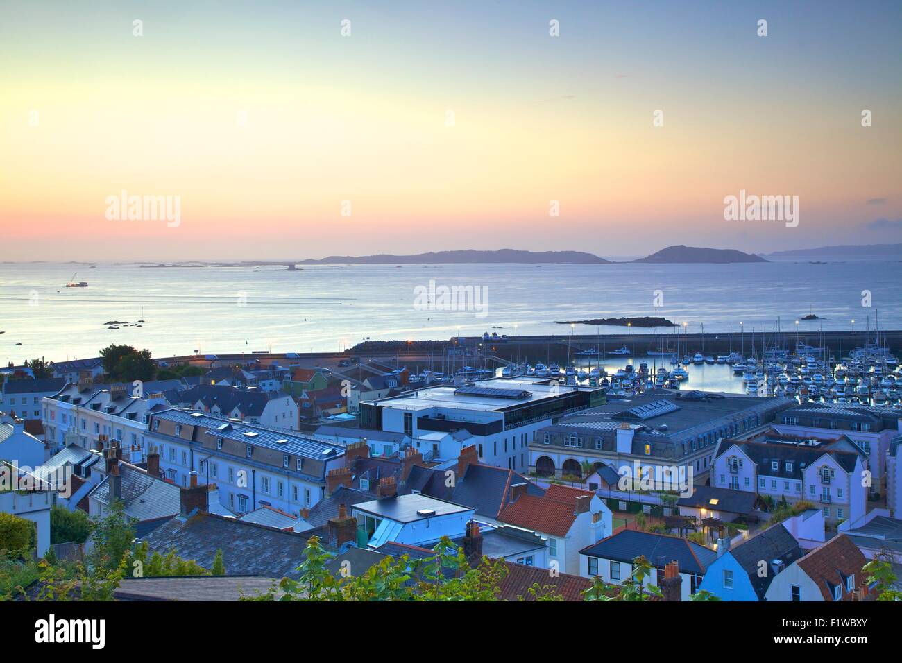 Sunrise Over St Peter Port Towards Herm And Sark, St. Peter Port ...