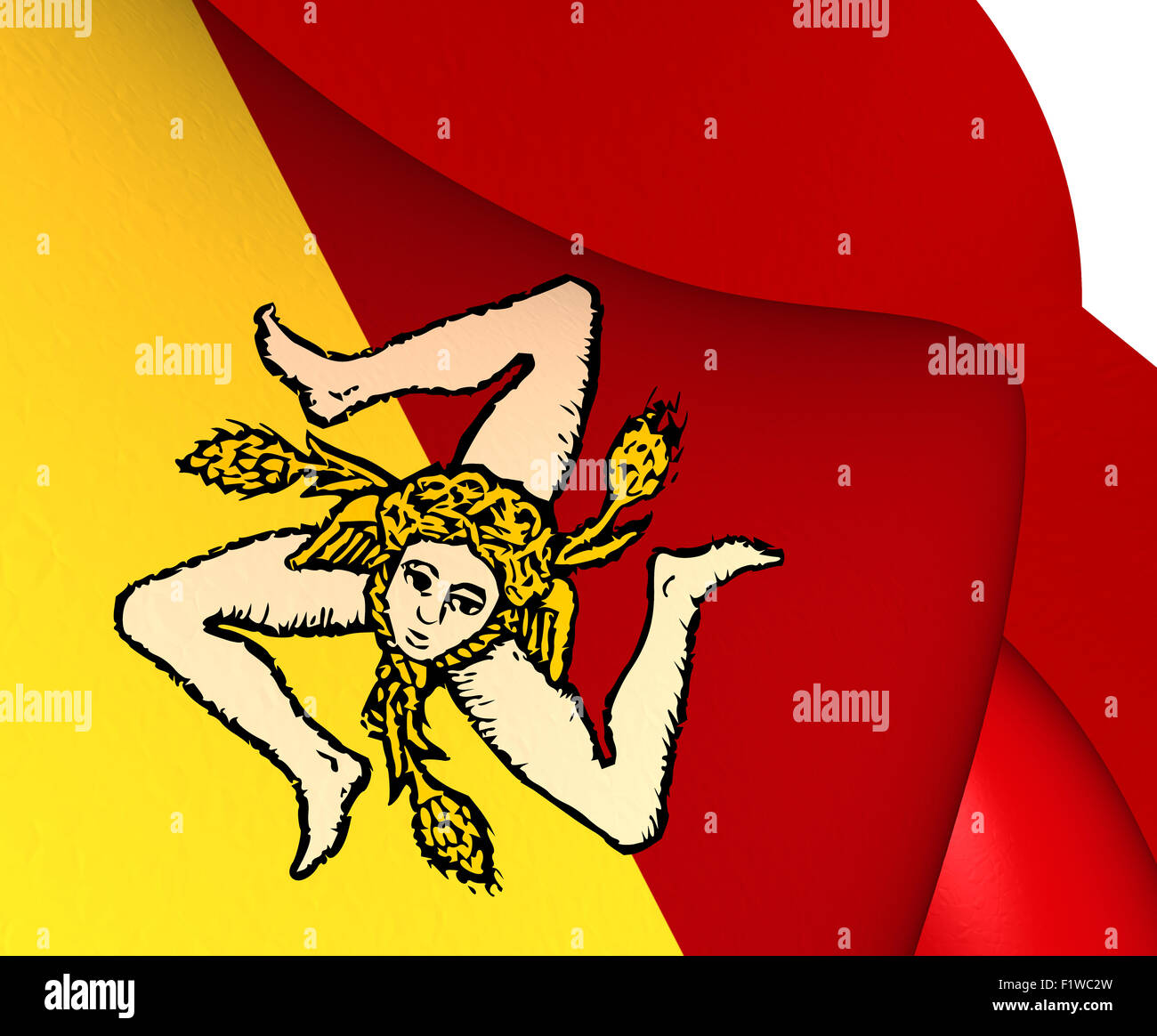 3D Flag of Sicily, Italy. Close Up Stock Photo - Alamy