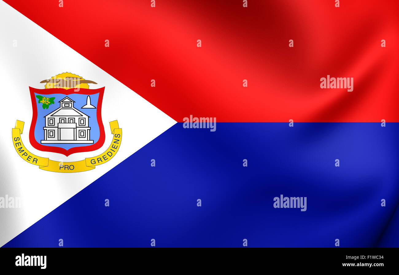 3D Flag of the Sint Maarten. Close Up Stock Photo - Alamy