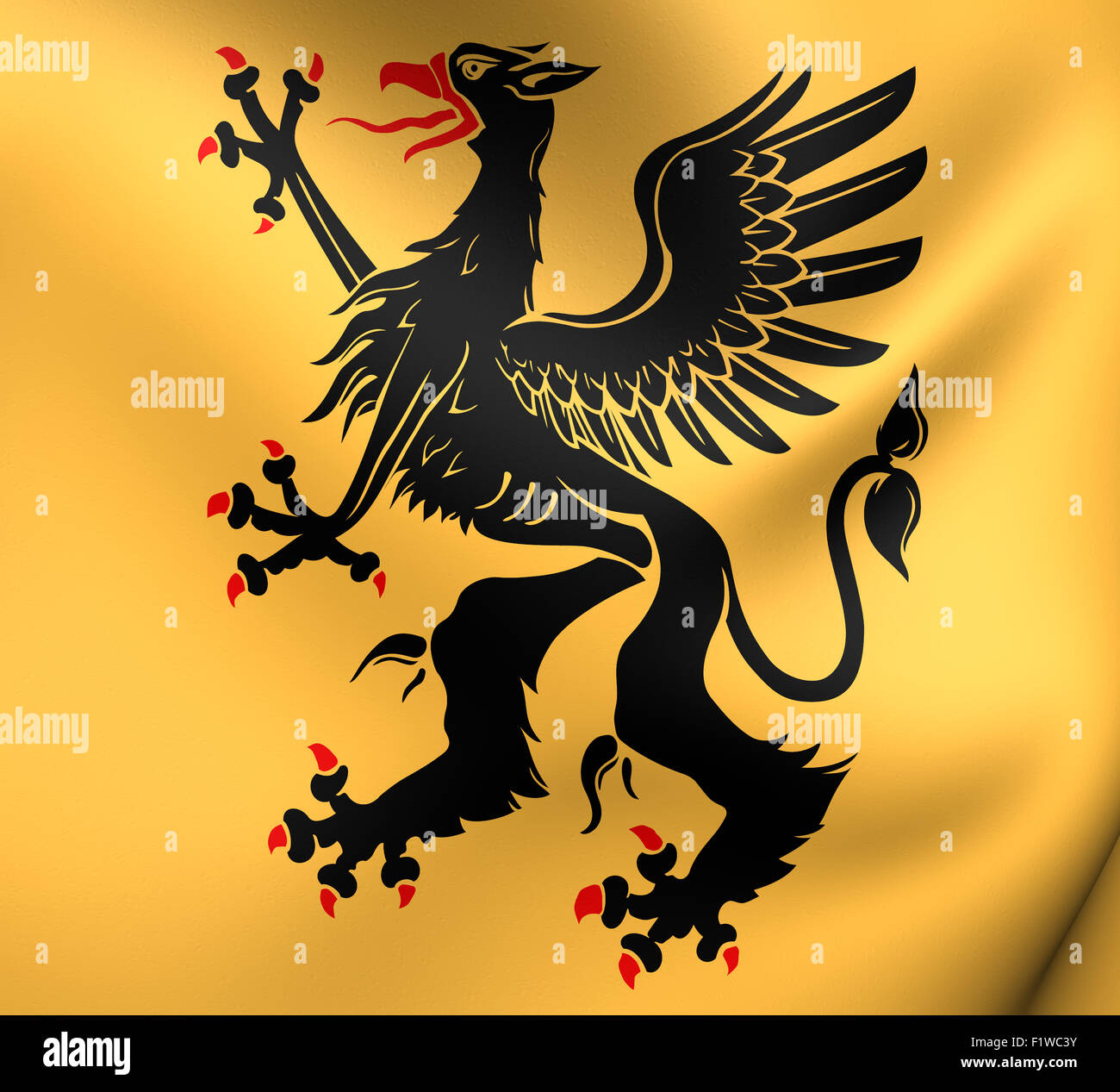 3D Flag of the Sodermanland County, Sweden. Close Up Stock Photo - Alamy
