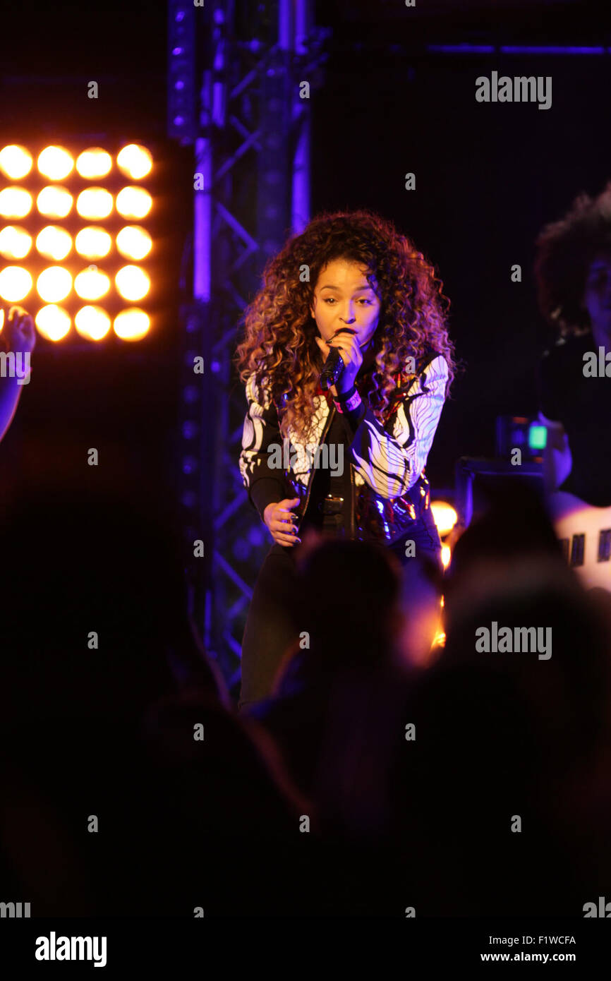 London, UK, 7th June 2015: Ella Eyre on stage at the Frankie & Benney's ...