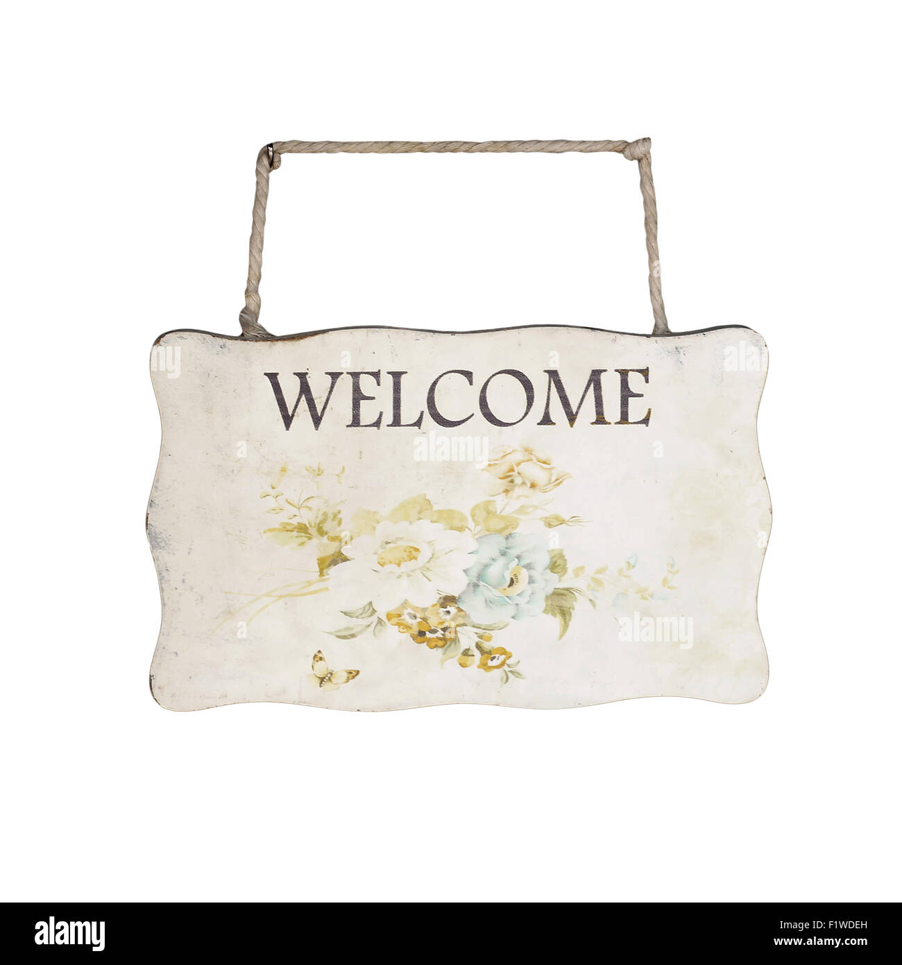 welcome sign isolated on white background Stock Photo - Alamy