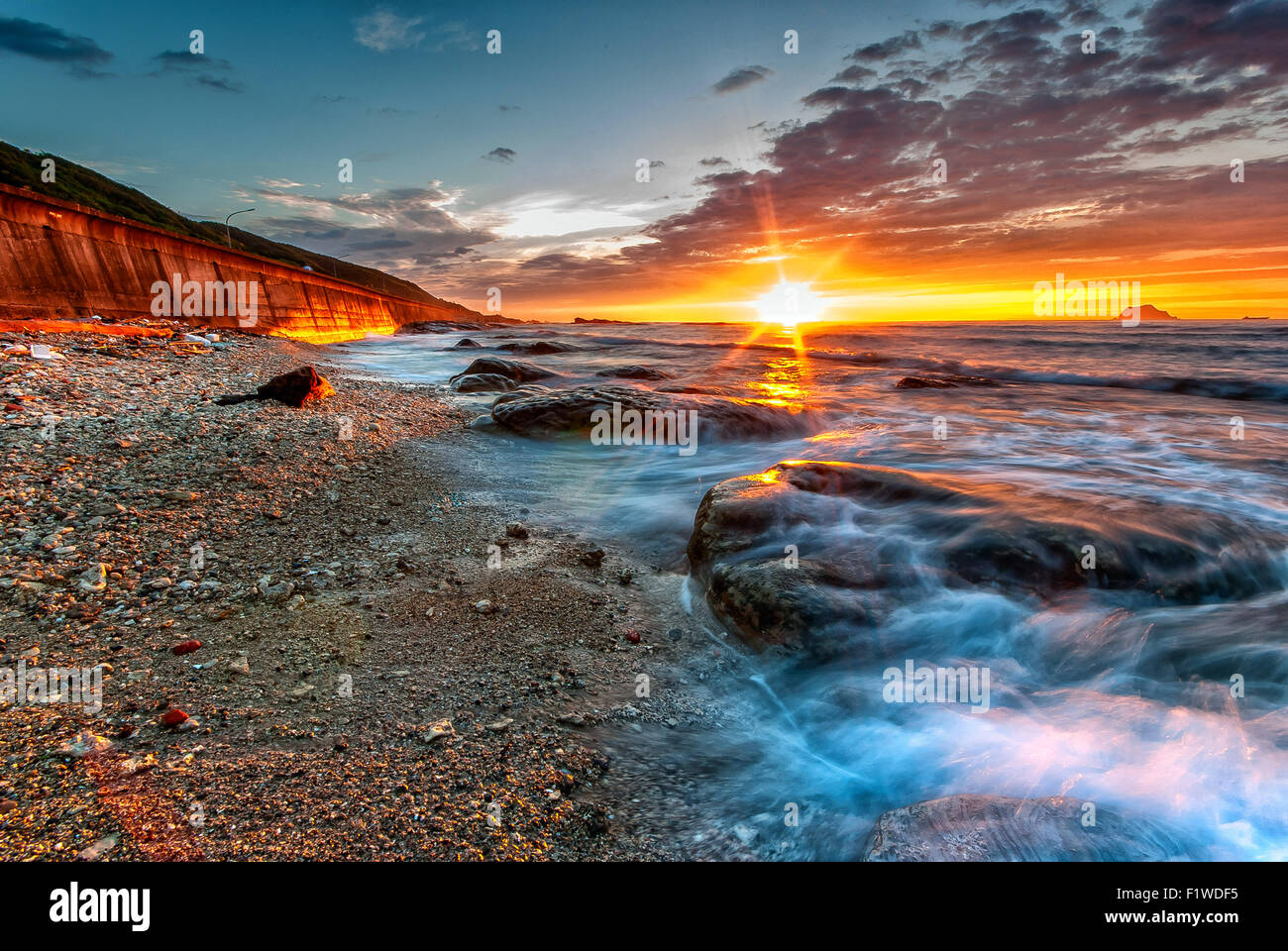 The First Yellow beam of Sunlight in the Beautiful Coastline of Asia ...