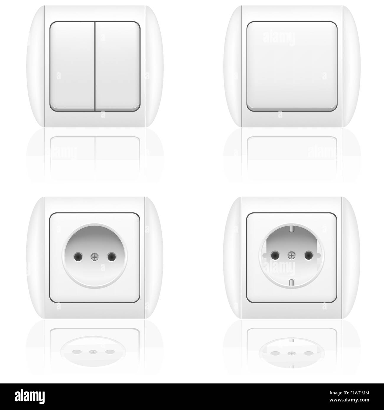 electric socket and switch vector illustration isolated on white ...