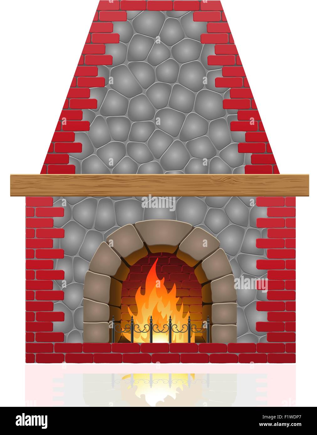 fireplace vector illustration isolated on white background Stock Vector ...