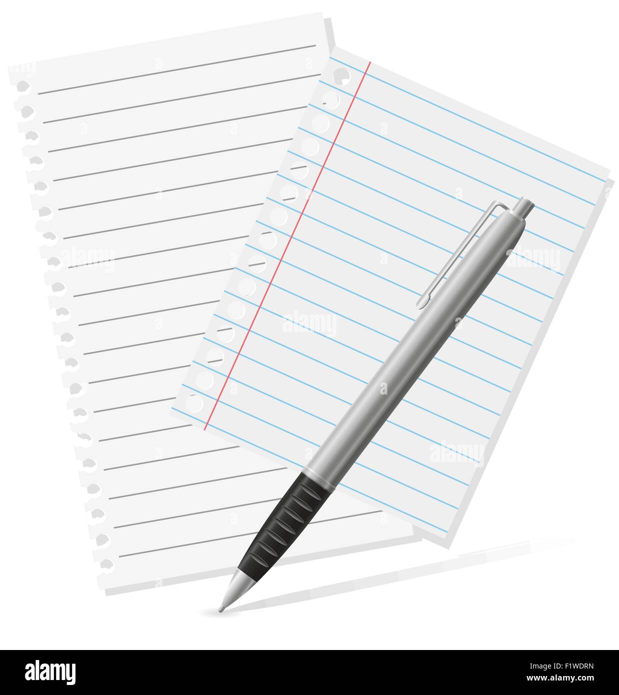 fountain pen and a pieces of paper vector illustration isolated on ...