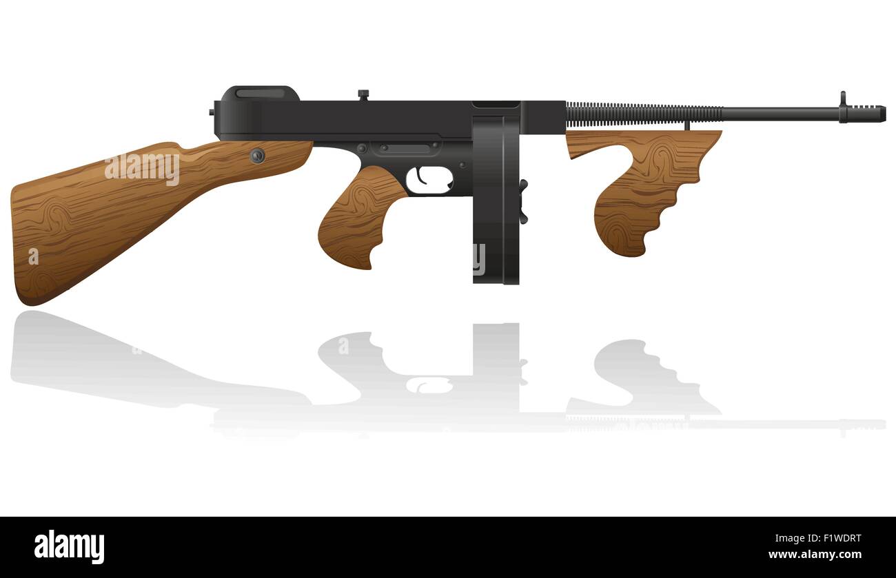 gangster gun Thompson vector illustration isolated on white background Stock Vector Image & Art ...