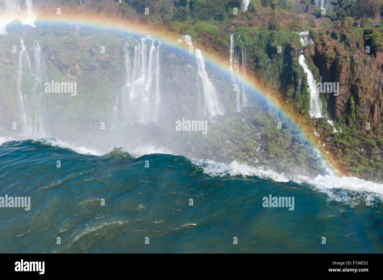 Iguacu (Iguazu) water falls on a border of Brazil and Argentina Stock ...