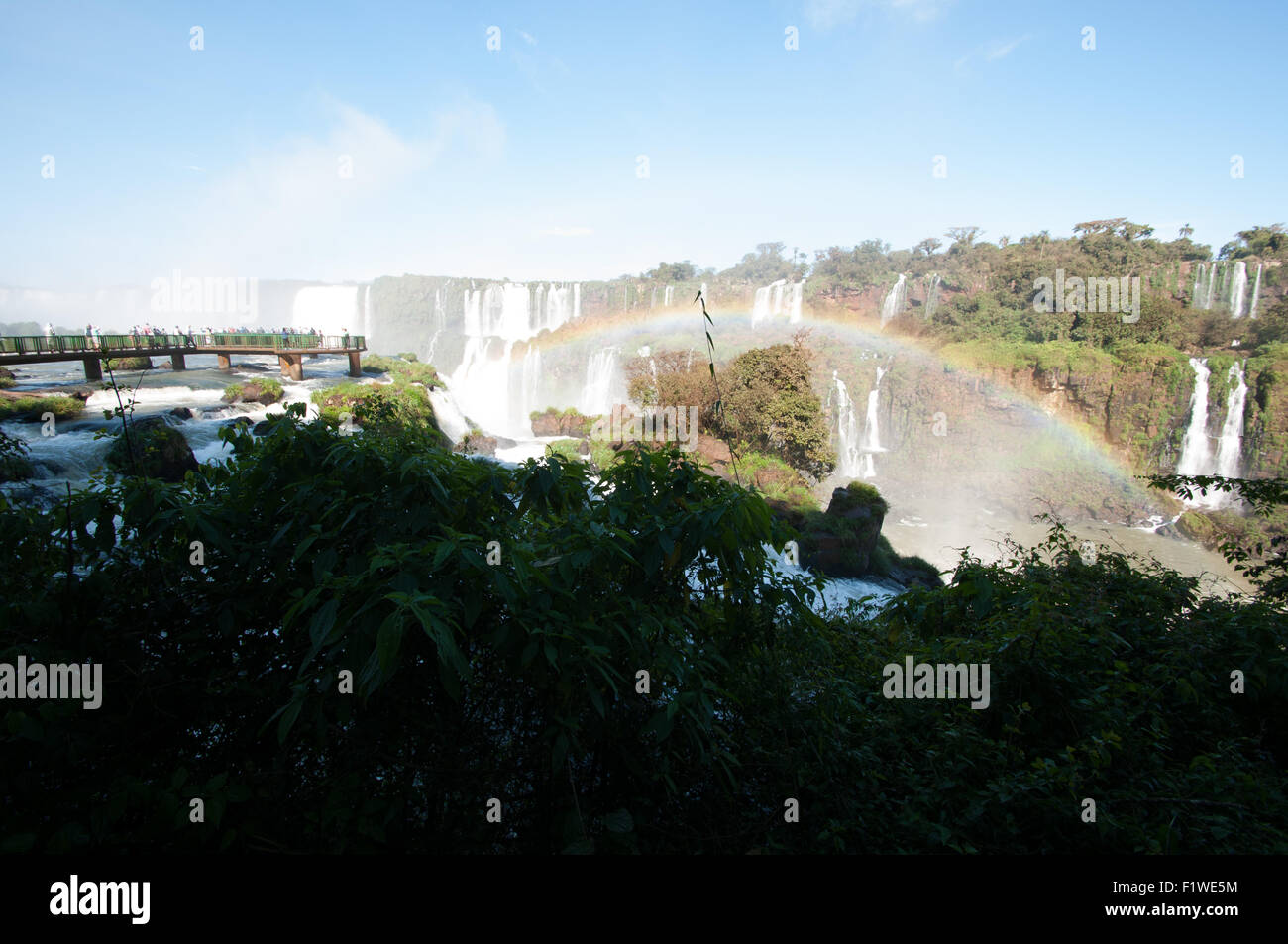 Iguacu (Iguazu) water falls on a border of Brazil and Argentina Stock ...