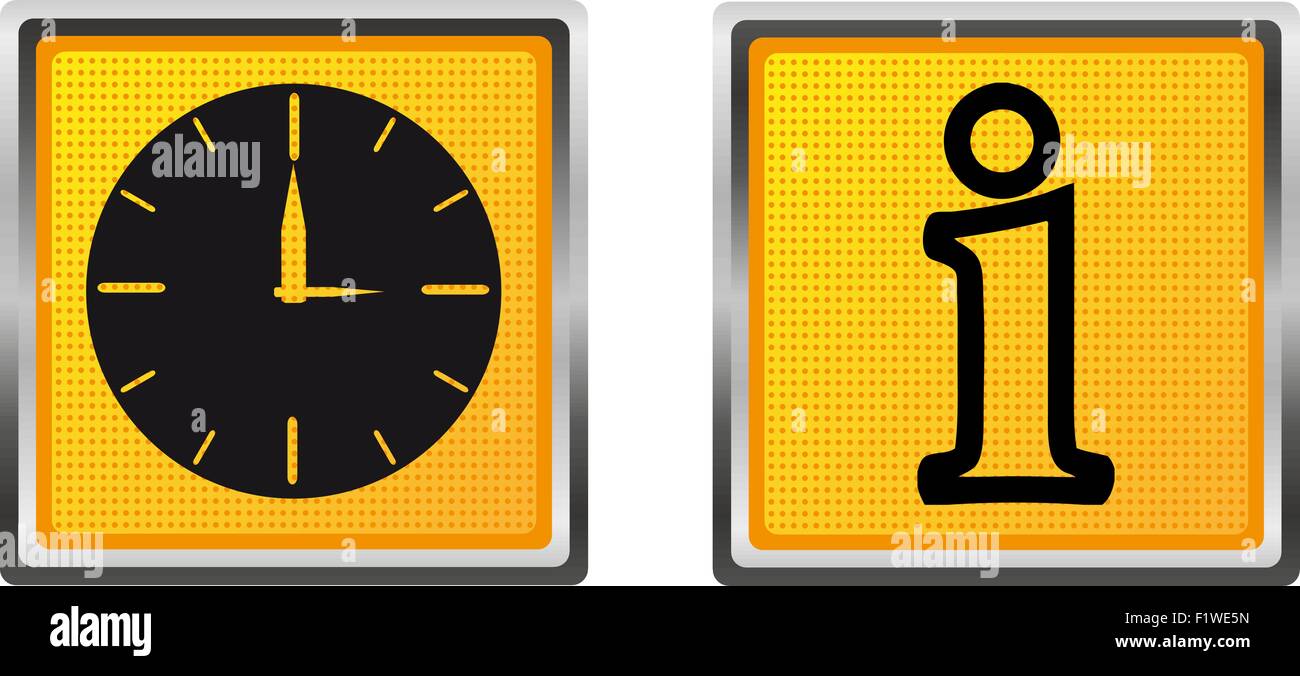 icons information and clock for design vector illustration isolated on ...