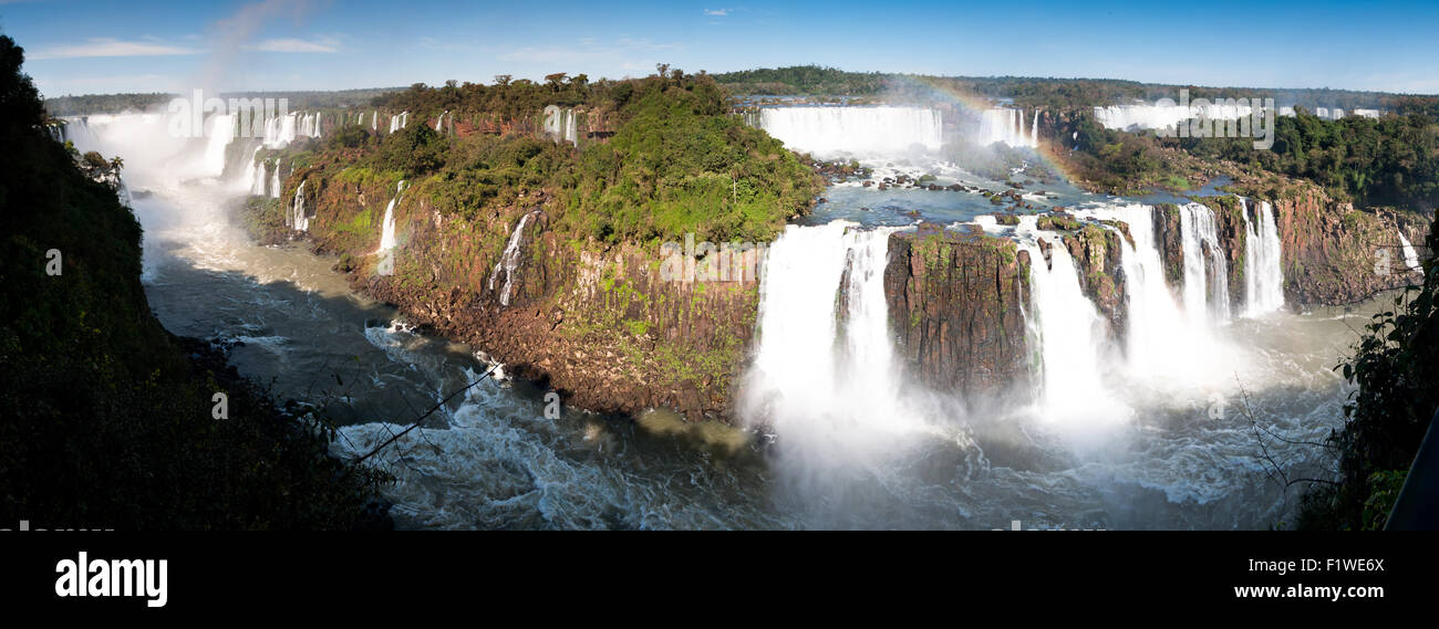 Iguacu (Iguazu) water falls on a border of Brazil and Argentina Stock ...