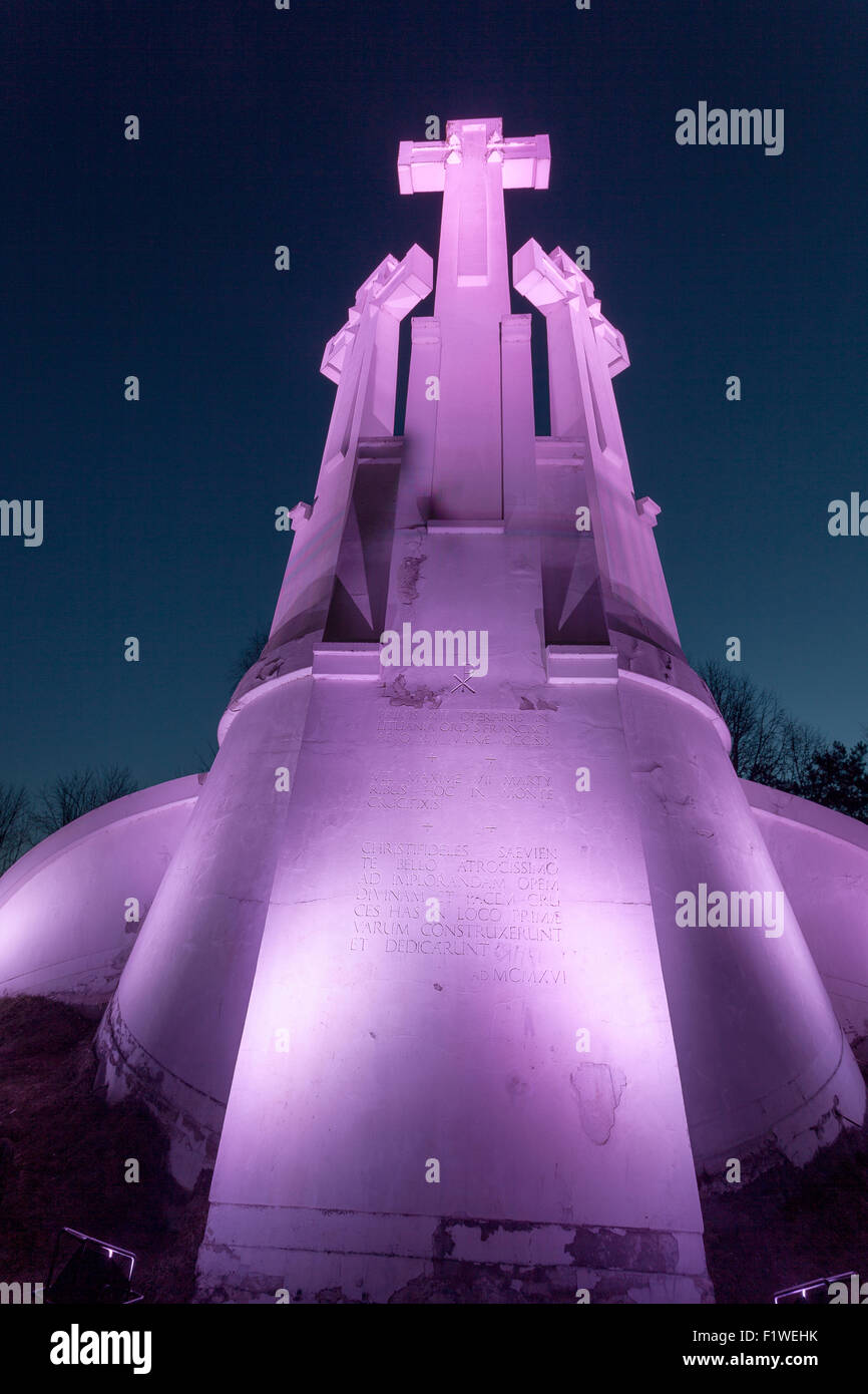 VILNIUS, LITHUANIA -March 19, 2015: Purple Illuminated Monument of ...