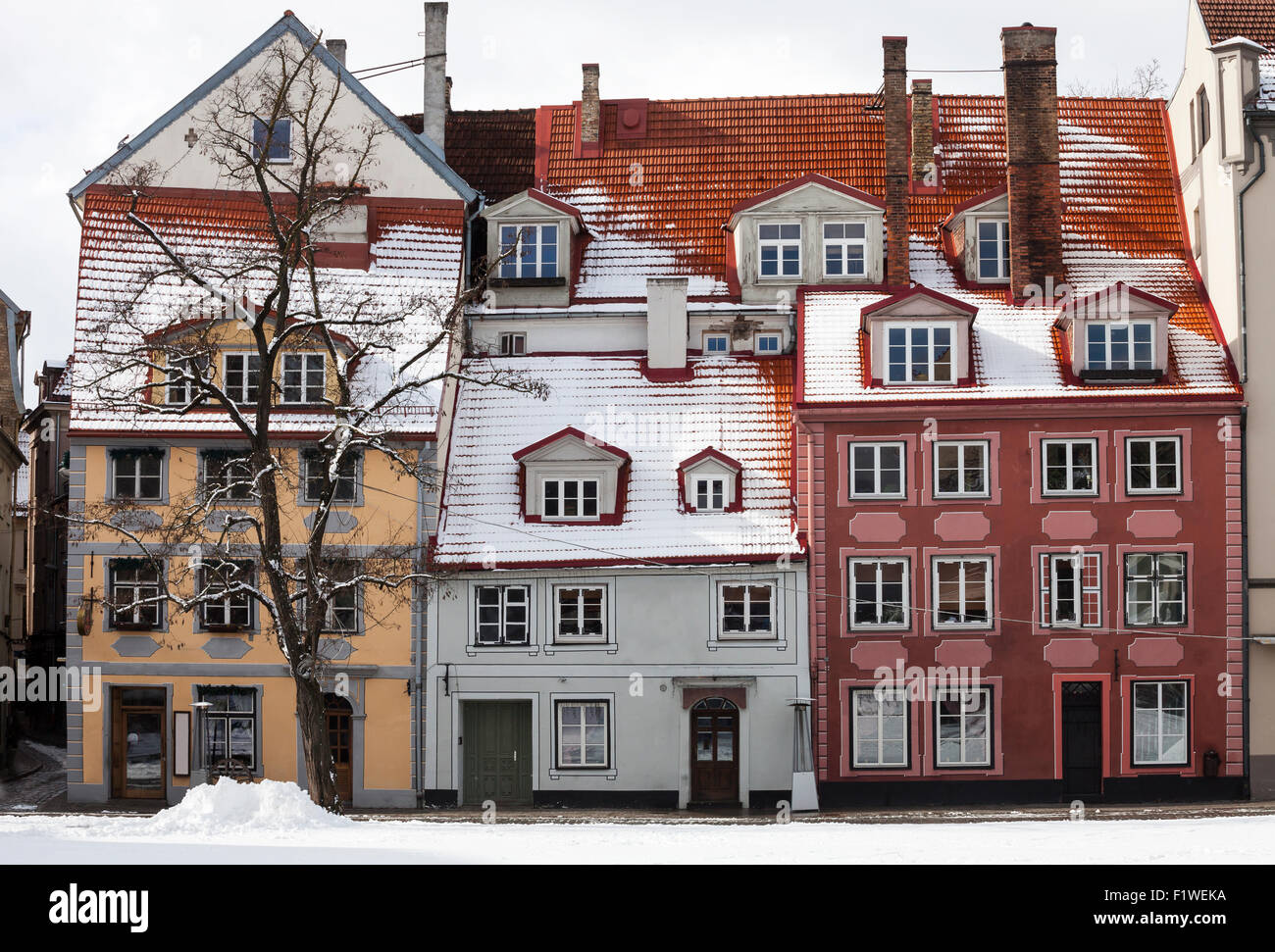 Three historical houses in Riga Old Town, Latvia Stock Photo - Alamy