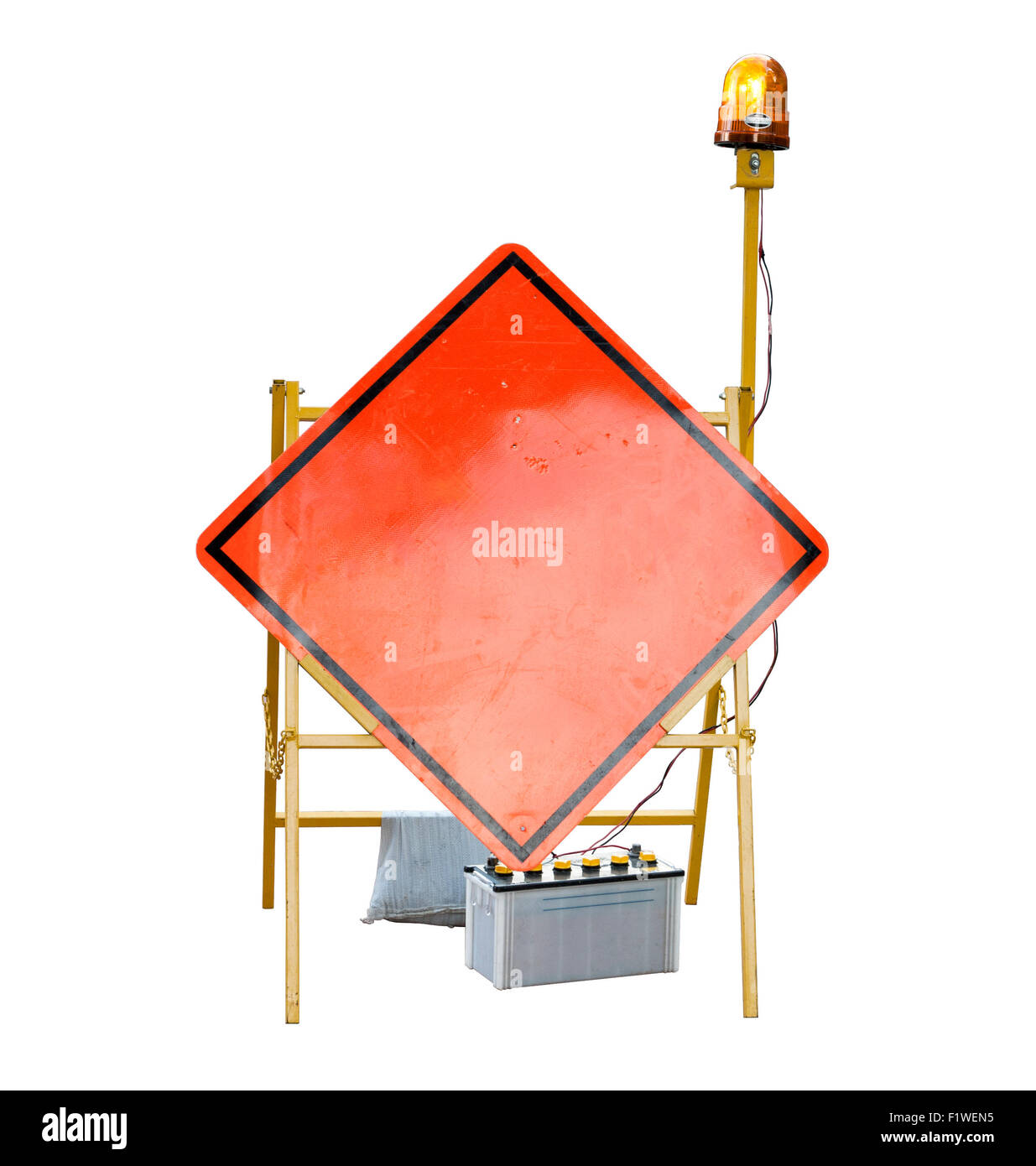 Empty Caution road street sign for your text. Isolated on white ...