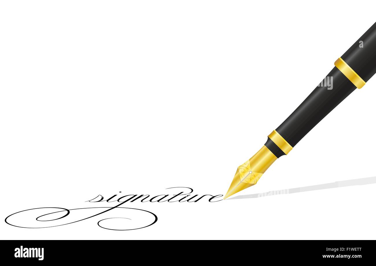 ink pen and signature vector illustration isolated on white background ...