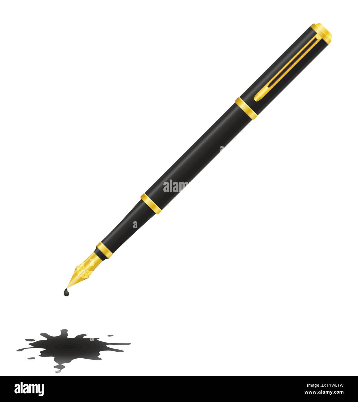 ink pen and blot vector illustration isolated on white background Stock ...